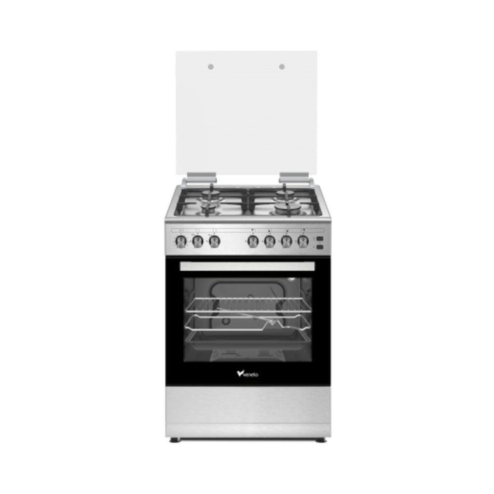 Veneto 60x60Cm 4 Burner Gas Cooker with Stainless Steel Hob Silver VG6 ...