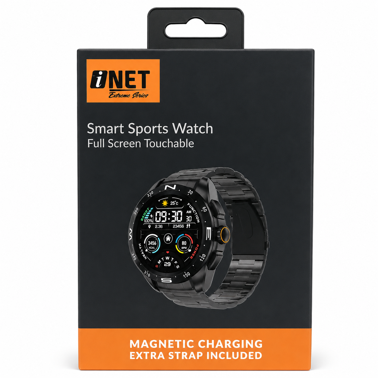 iNet Smart Sports Watch Full Screen Touchable with Magnetic Charging ...