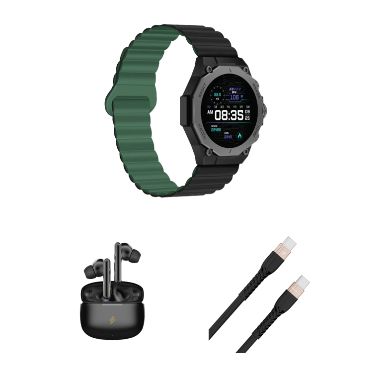 Smartix Bold Smart Watch + Smart Buds True Wireless Earbuds + USB-C to ...